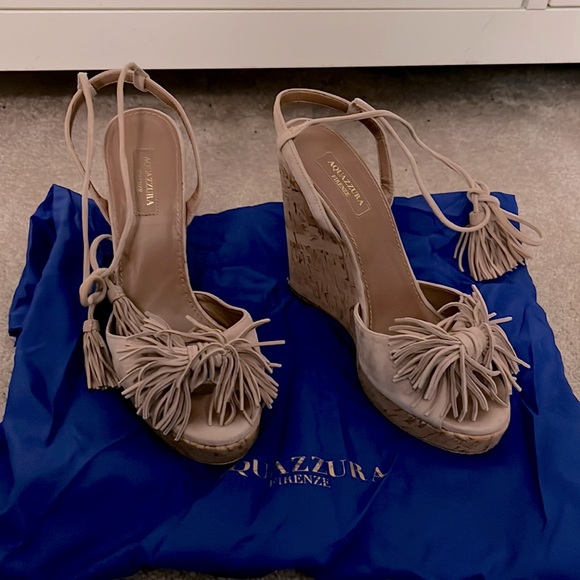 Aquazzura | Shoes | Aquazzura Tie Up Fringe Wedges Wild One Great Deal ...